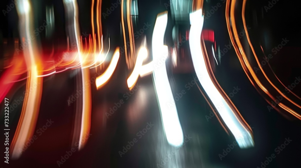 Blur curve city lights movement at night. Urban streets lights in ...