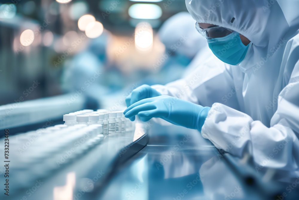 Pharmacist working Sorting pharmaceutical capsules by a sorting machine ...