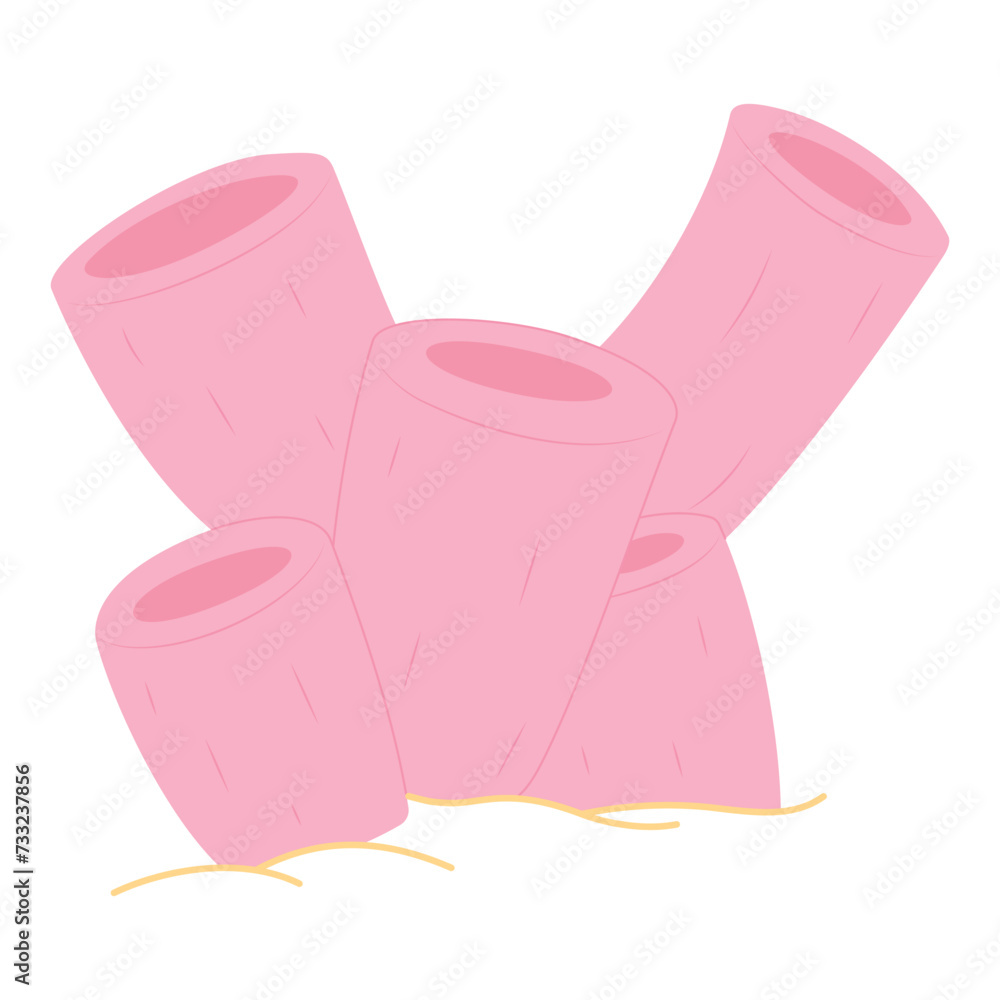 Hand drawn sea coral flat design illustration for decoration on marine ...