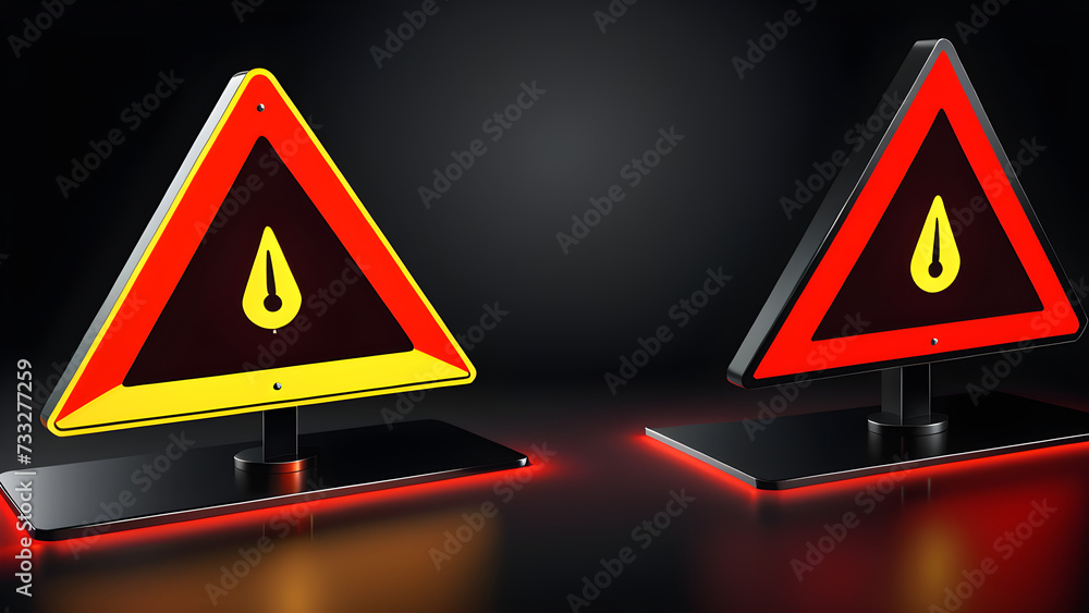 warning sign icon clipart isolated on a black background. Danger icon ...