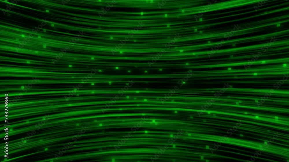 Simple Green color 2d horizontal lines with glowing glitter particles ...
