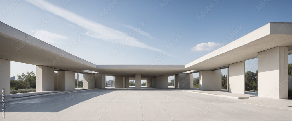 Empty abstract architecture building in minimal concrete design with ...