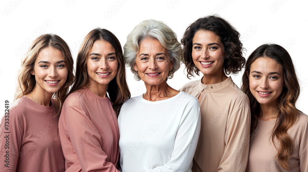 Women family generations portrait isolated on white, transparent ...