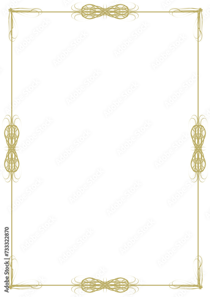 Vintage gold frame with Victorian style decorative elements. Title page ...
