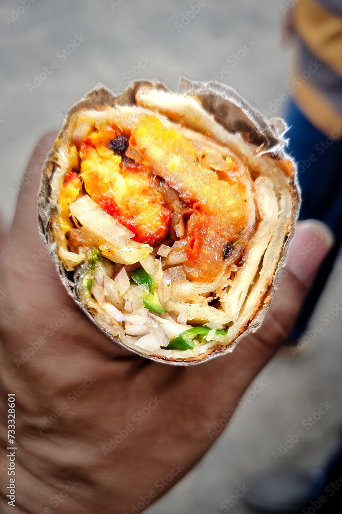 Chicken and mutton kathi roll, a native food of Kolkata (Calcutta ...
