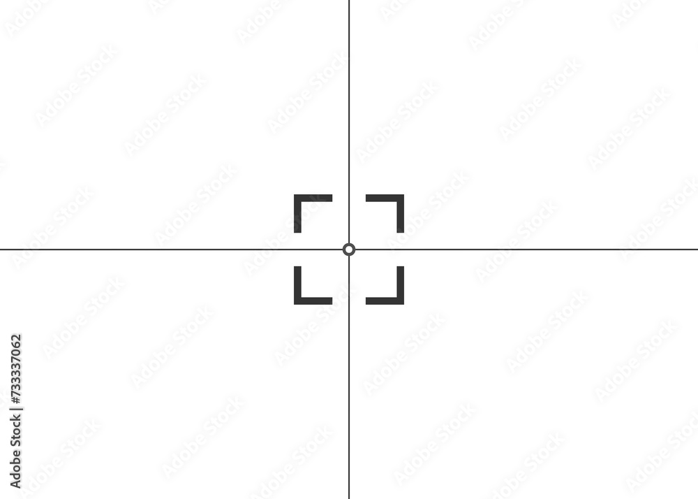 A sniper scope overlay: a box and simple plain lines, set against a ...