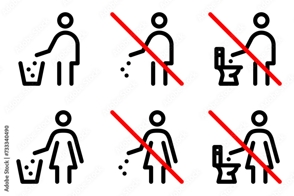 Do not litter line icon isolated on white background. Please keep this ...