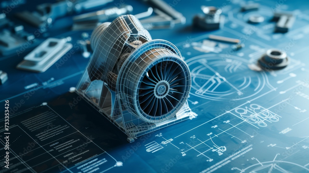 technical diagram of the engine Stock Photo | Adobe Stock