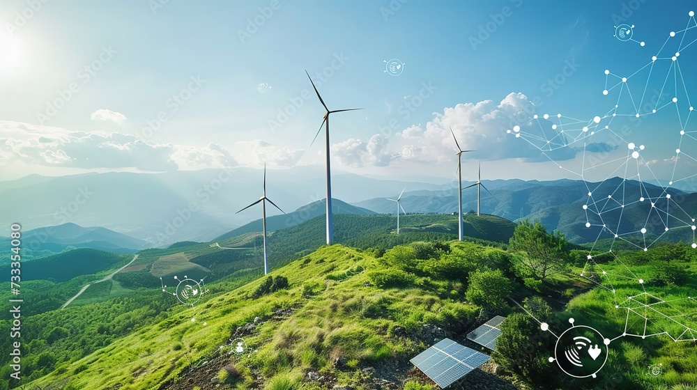 Harmonious landscape of cutting-edge clean energy tech and nature ...