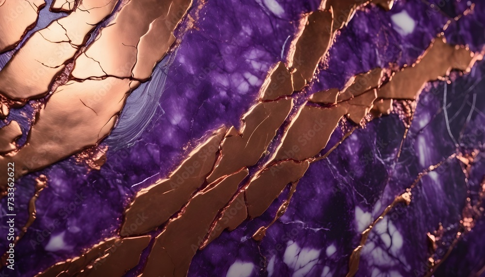 Purple marble texture with solid copper veins pattern, light from upper ...