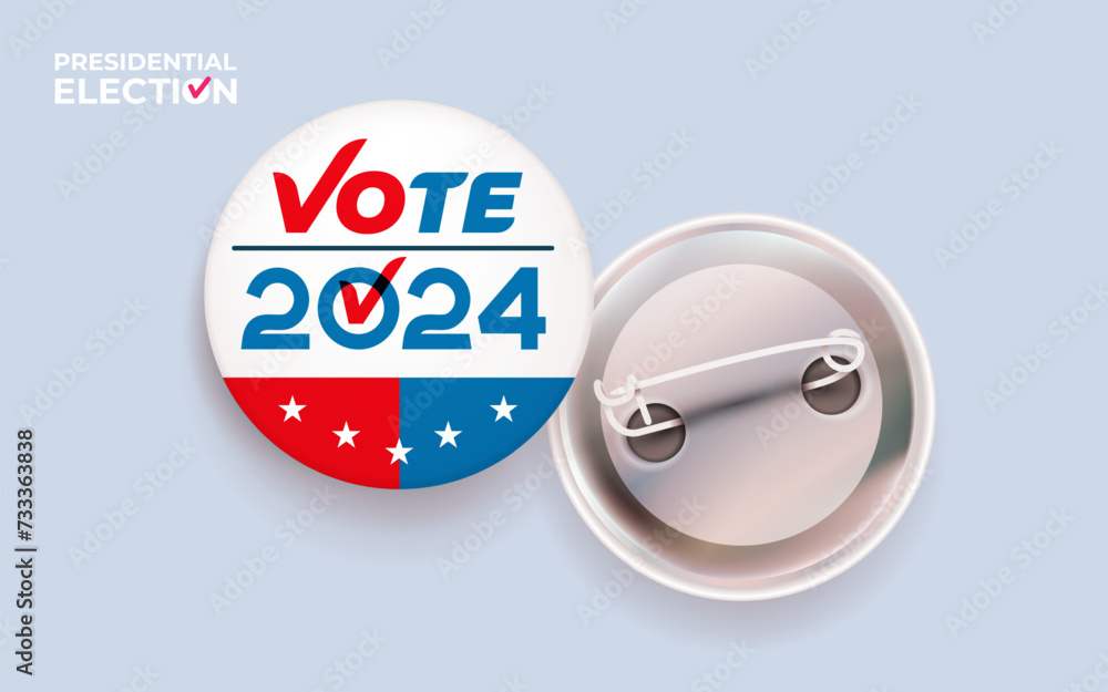 Vote 2024 badge button. United states of America presidential election ...