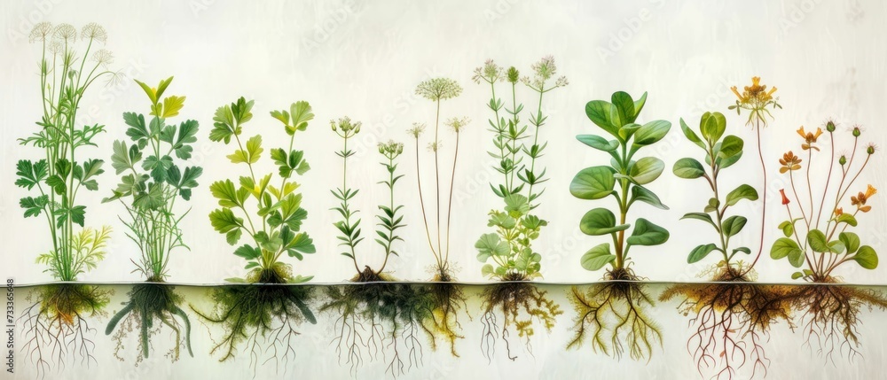 Delving into aquatic plant life: Illustrations of floating leaves and ...