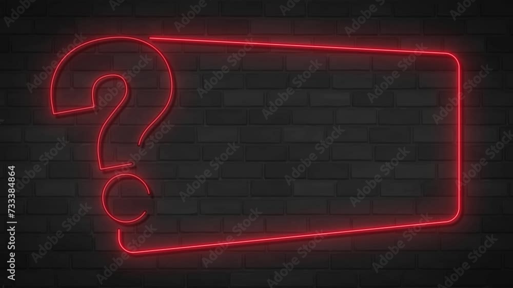 Question mark neon sign light on brick wall background. Glowing large ...