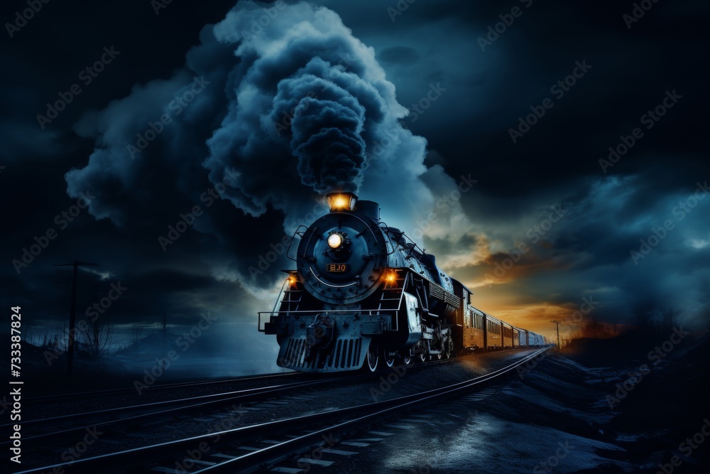 Retro borderlands-inspired steampunk steam locomotive with vintage ...