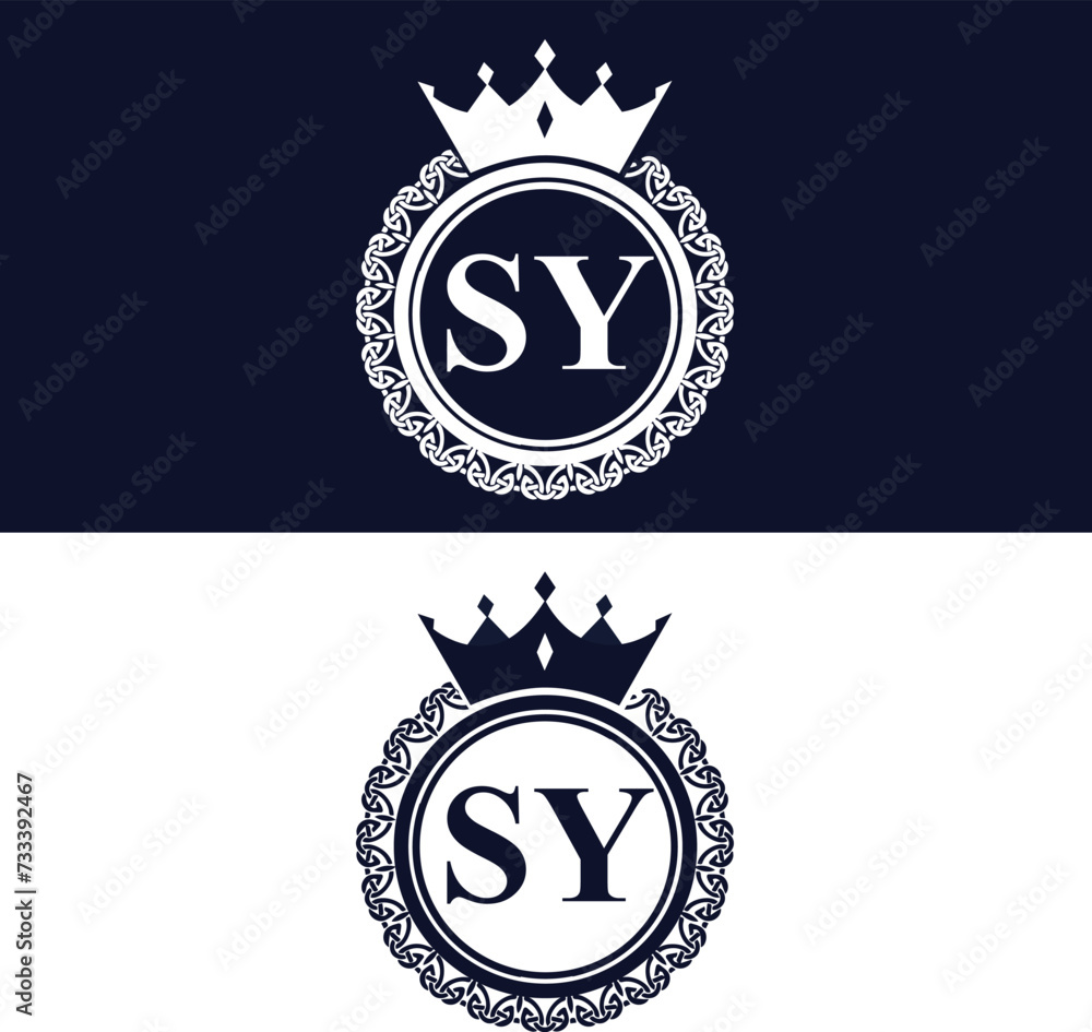 SY letter logo design on Blue background. SY logo. SY creative initials letter Monogram logo ...