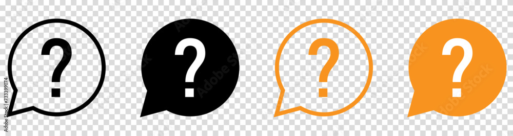 Question mark icons set. Help sign speech bubbles. Vector illustration ...