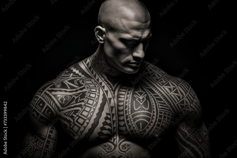 Black tribal tattoo on skin. Black tribal tattoo on back. Men's tattoo ...