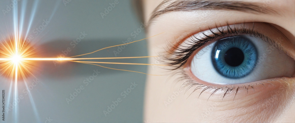 closeup of a human eye with Lasik vision laser correction procedure and ...