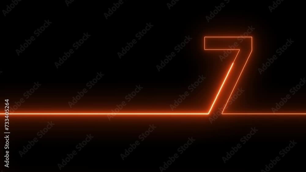 Neon digit seven with alpha channel, number Three . Animation Neon ...