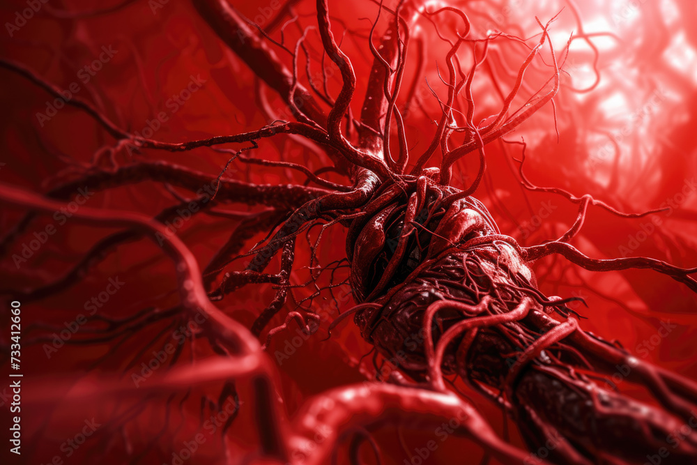 human circulatory system, with blood flowing through veins and arteries ...