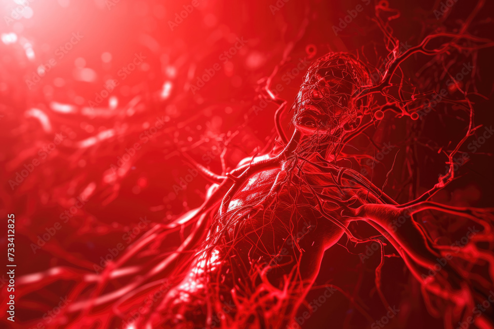 human circulatory system, with blood flowing through veins and arteries ...