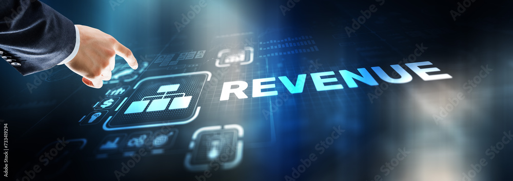 Revenue. Raising income concept. The businessman plans to increase his ...