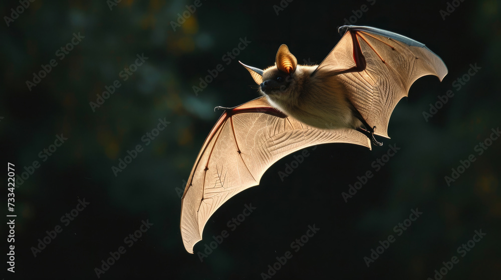 Animal little brown bat flying. The grey long-eared bat is a fairly ...