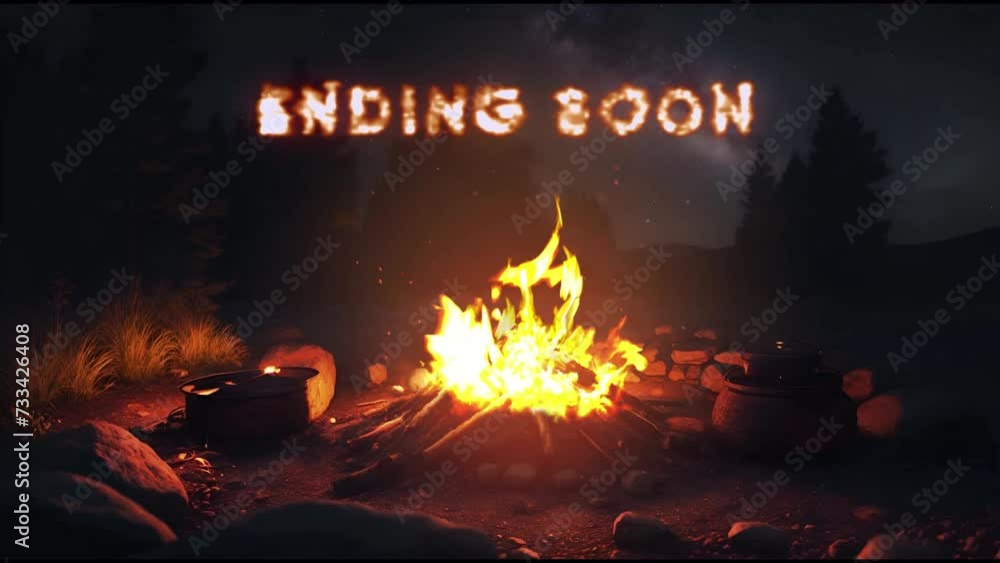 Ending Soon Digital Backgrounds of a Campfire at Night Time, OBS Screen ...