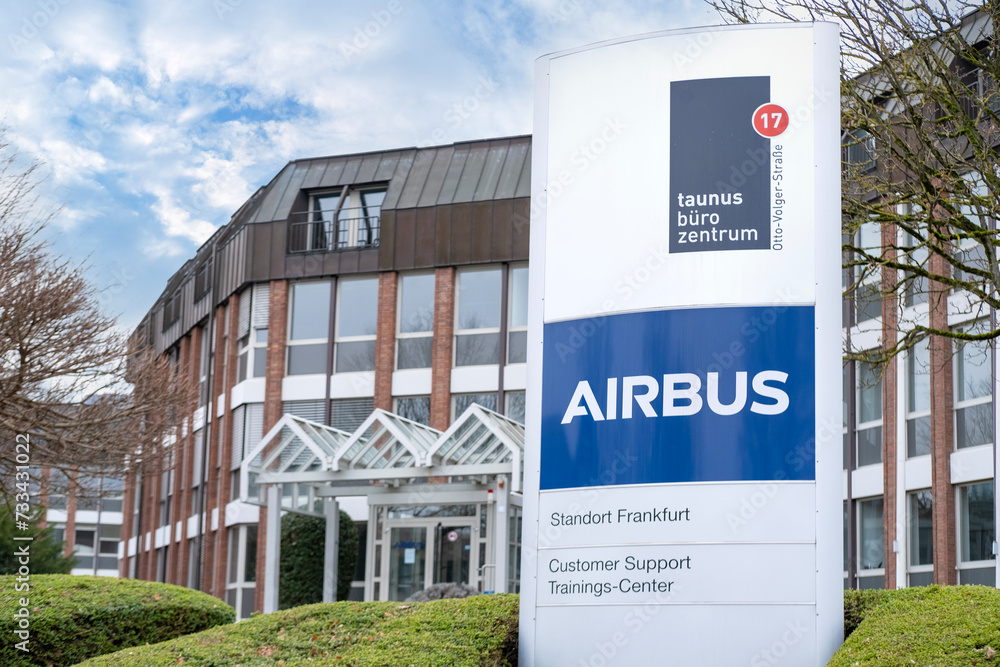 corporate banner Airbus front office building, related to development aviation infrastructure ...