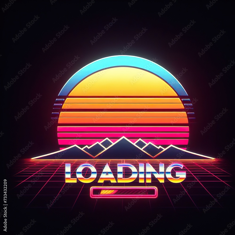 Neon Sunset Loading Screen A vibrant and colorful neon-themed loading ...
