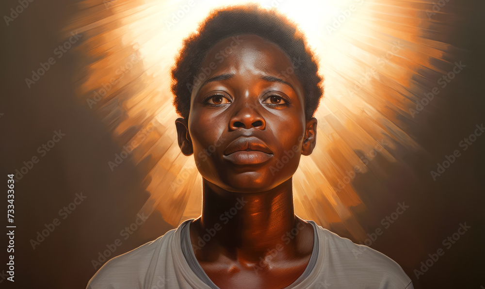 In solitude, african girl bears the weight of worry and suffering ...