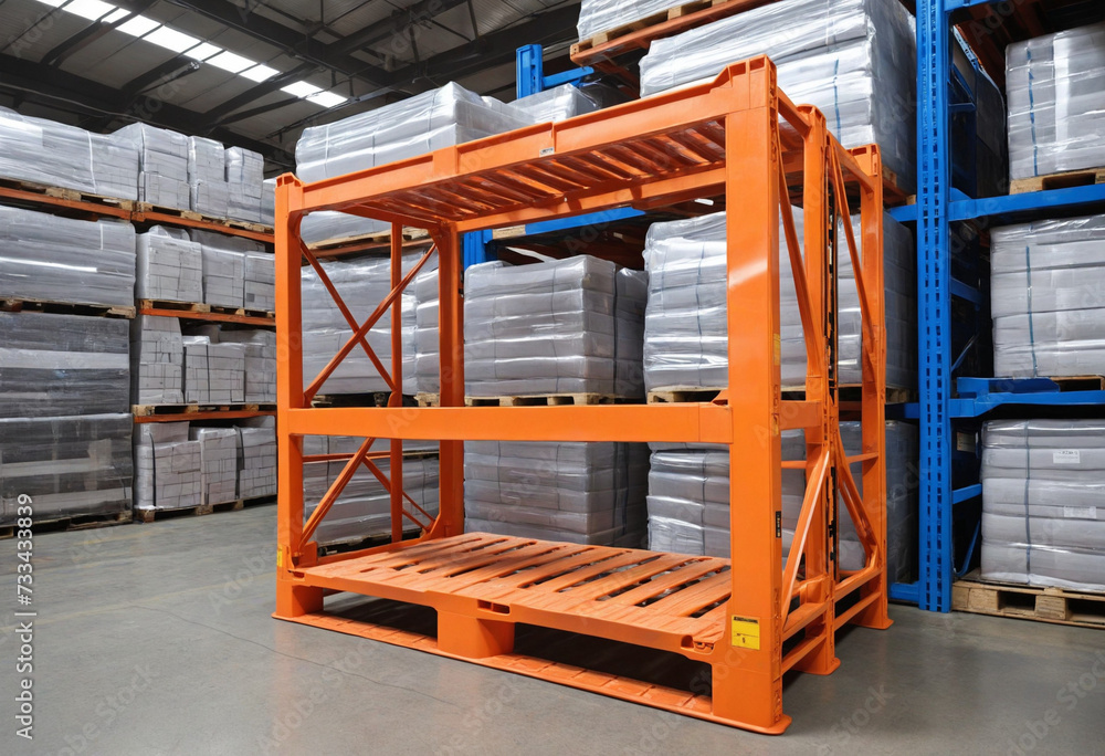 Pile of plastic shipping pallet. Industrial plastic pallet stacked at ...