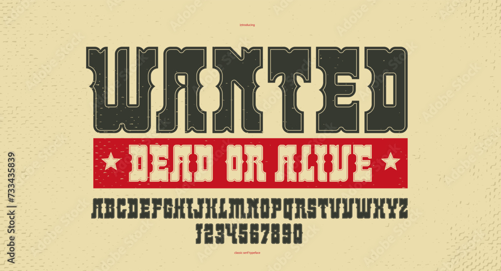 Massive serif font in American style, wild west saloon and western ...
