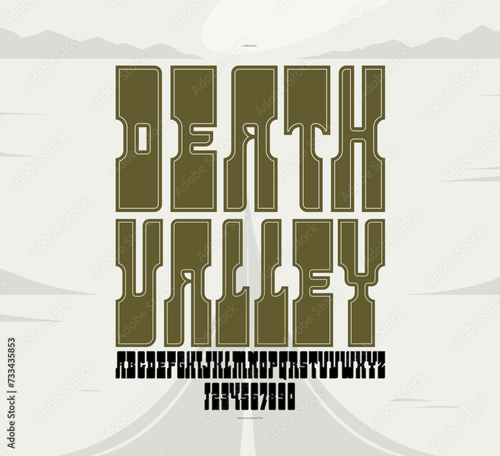 Massive serif font in American style, wild west saloon and western ...