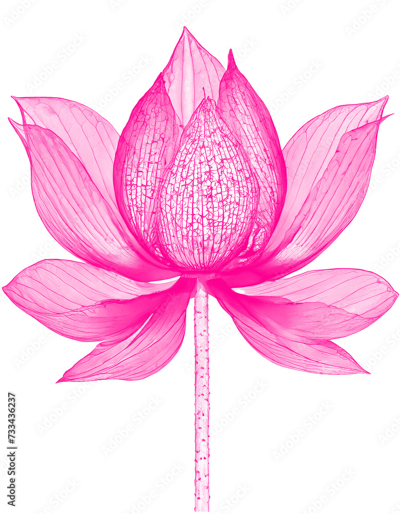 pop x-ray art of pink lotus flower structure isolated on transparent ...