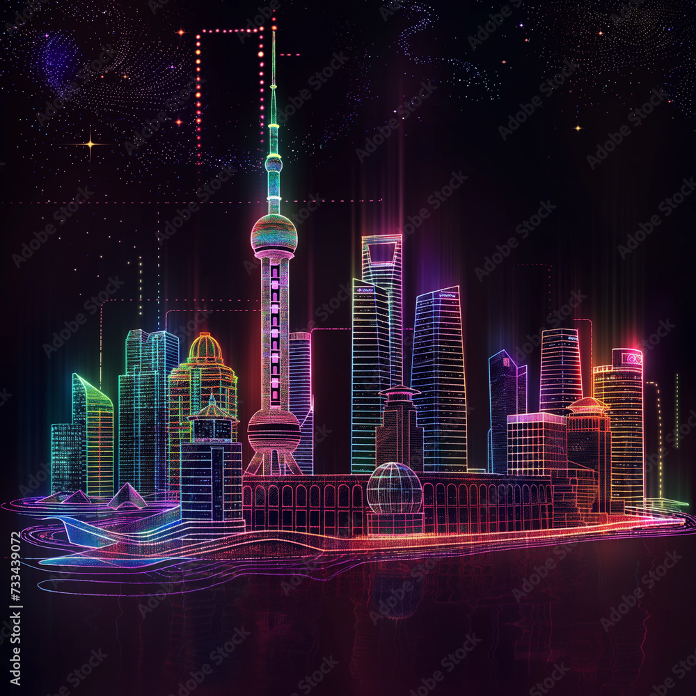 The exciting skyline of Shanghai, China appears as a mesmerizing ...