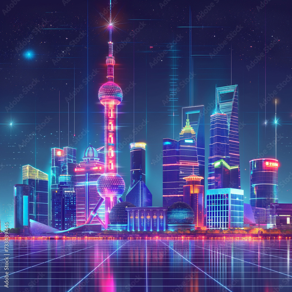 The exciting skyline of Shanghai, China appears as a mesmerizing ...