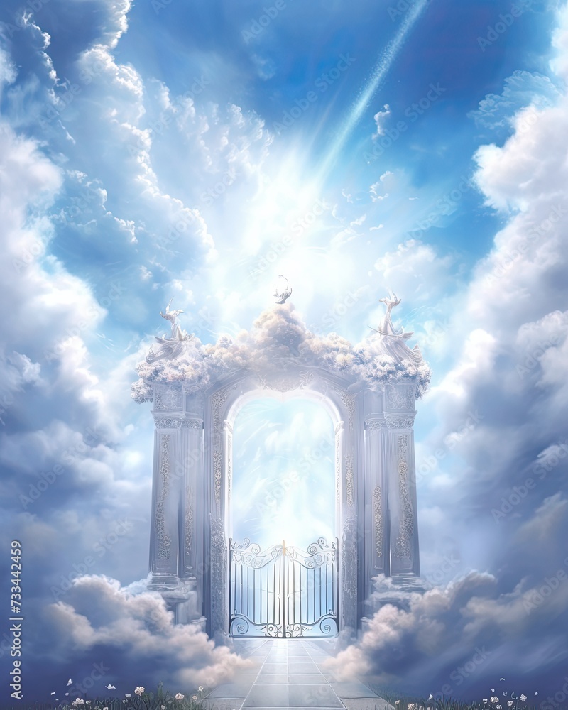 Heavenly Archway: Cloud Photo Backdrop, Gateway to Heaven, Grandparent in Heaven, Spiritual ...