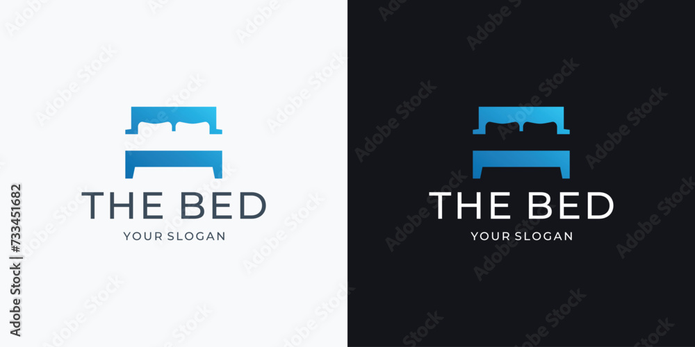 Creative simple bed logo design inspiration. premium bed logo vector ...