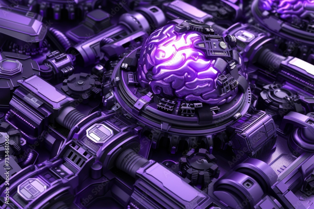 A mesmerizing purple engine fused with a sentient mind, a symbol of ...