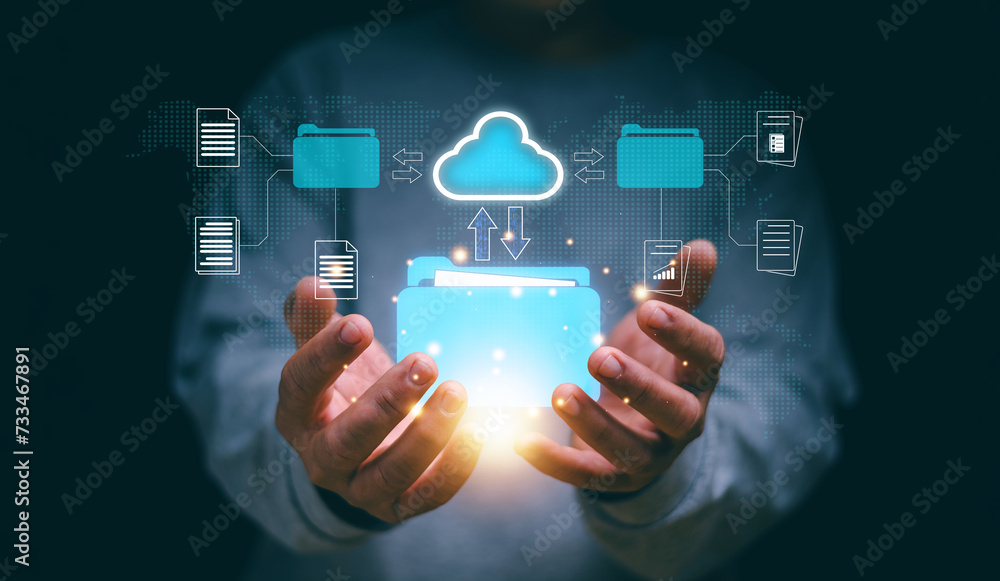 Document Management System (DMS). Database storage cloud technology file data transfer sharing ...