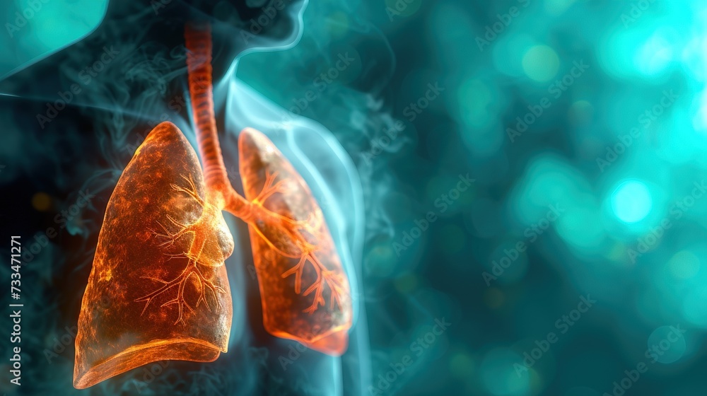 Sick human lungs, fever, pneumonia and virus pneumonia during the cold ...