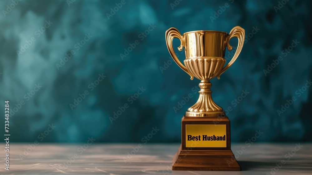 Gold trophy with 'Best Husband' plaque on a marbled surface Stock Photo ...