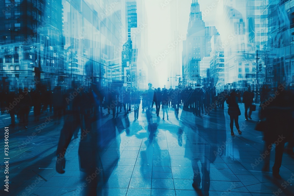 Bustling streets in a big city: Crowd of business people seamlessly ...