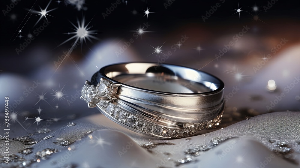 Beautiful silver background with wedding rings and stars Stock ...
