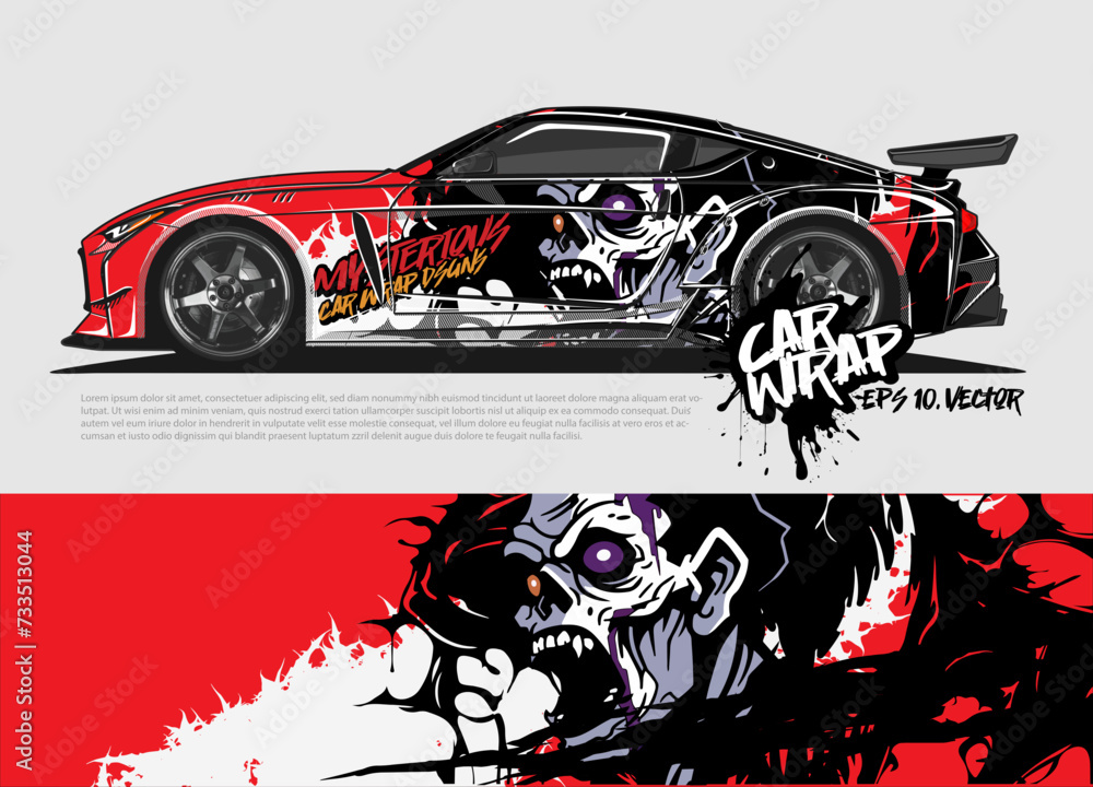 car livery design vector. abstract race style background with Zombie ...