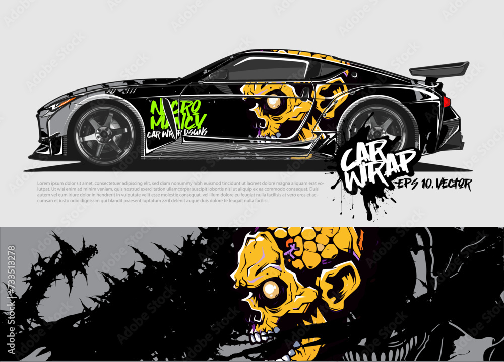 car livery design vector. abstract race style background with Zombie ...