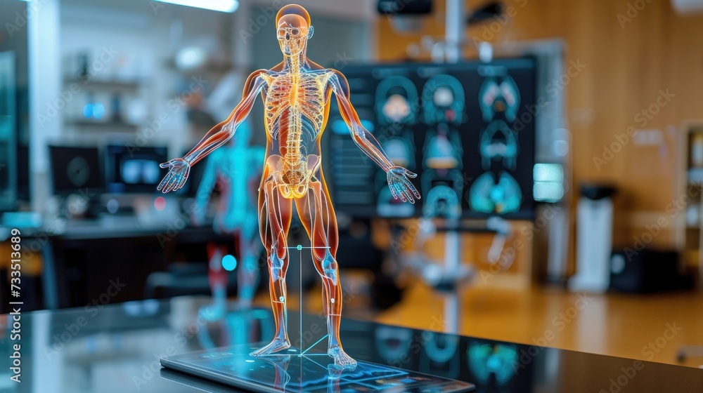 Zoom on an augmented reality application showing a holographic ...