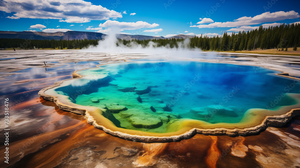 Yellowstone National Park, USA: Geothermal features, colorful hot ...