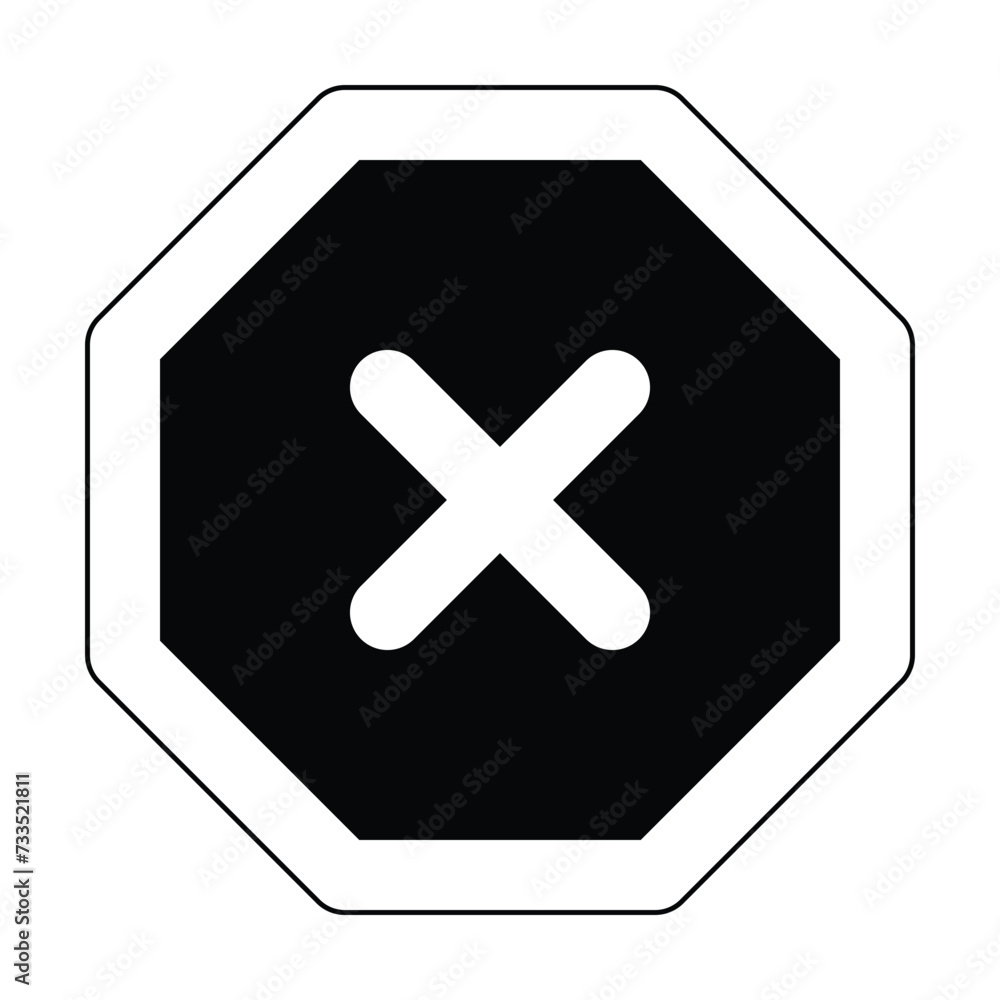 black outline octagon sign attention crossing x stop traffic warning ...